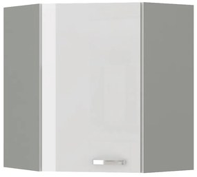 Rohová horní kuchyňská skříňka Brunea 58x58 GN-72 1F (šedá + lesk bílý). 1024988