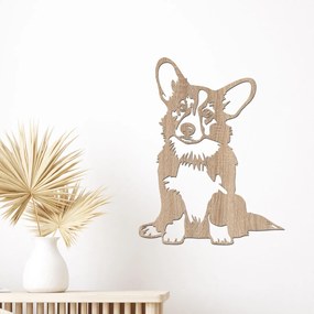 dřevo života Dřevěná dekorace psa Corgi Rozměry (cm): 23x30, Barevný vzor: Světlý dub