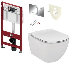 TECE set 3- Instalační modul s nádržkou UNI pro WC + tlačítko chrom + úchyt + zvuková izolace + závěsné WC AQUABLADE + WC sedátko Soft-Close, ultra ploché