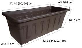 Dřevěný truhlík rovný - dvojitá ochrana 43x21x18 cm
