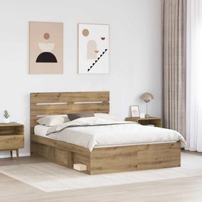 Rám postele Umělecký dub 150 x 200 cm Masivní borové dřevo 3411735