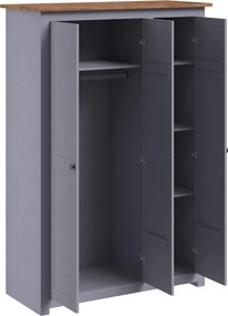 Šatní skříň se 3 dveřmi šedá 118x50x171,5 cm borovice Panama 282662
