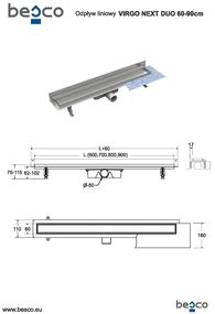 BESCO Odtokový žlab VIRGO NEXT DUO Rozměr A - 60 cm - ZLOL60VND