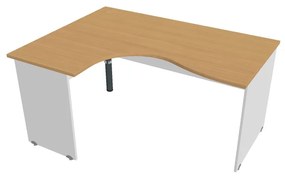 Stůl ergo pravý 160*120 cm - Hobis Gate GE 2005 P Dekor stolové desky: buk, Dekor lamino podnože: bílá, Barva nohy: černá