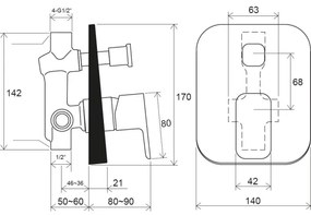 Ravak X070156 - Sprchová baterie pro podomítkovou instalaci FREE černá