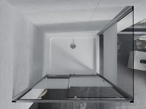 Mexen Apia sprchový kout s posuvnými dveřmi 100 x 80 cm, čiré sklo/pásy-chromový profil + sprchová vanička, 840-100-080-01-20-4010