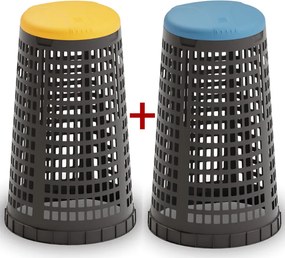 Plastový odpadkový koš na 120 l pytle 1+1 ZDARMA černý, žlutá + modrá