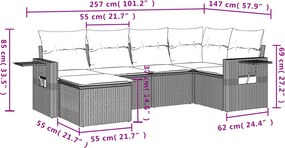 6dílná zahradní sedací souprava s poduškami černá polyratan 3252793