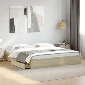 Rám postele se zásuvkami dub sonoma 180x200 cm kompozitní dřevo 3280638