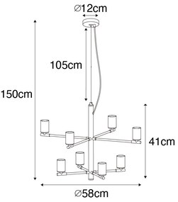 Moderní závěsné svítidlo černé 8-světlo - Osprey