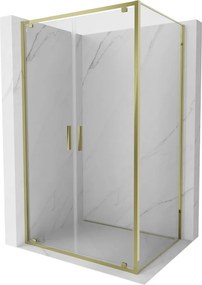 Mexen Exo, výklopná sprchová kabina, dveře 120 cm + boční stěna 70 cm, transparentní sklo, zlatá, 8182-120-070-50-00