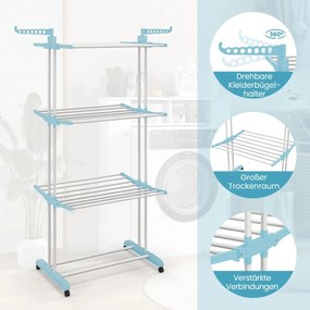 Costway 3 Tier Folding Clothes Airer Modrá + Bílá + – 127 × 63 × 171 cm
