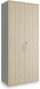 Vysoká skříň SimpleOffice 80 x 40 x 180 cm, dub světlý / šedá