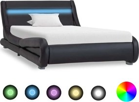 vidaXL Rám postele s LED světlem umělá kůže 90 x 200 cm [285726] Barva: Černá