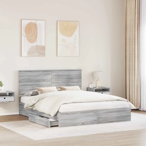 Postel s úložným prostorem se zásuvkou Šedá Sonoma 160 x 200 cm 3411192