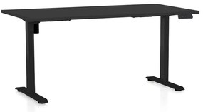 Výškově nastavitelný stůl OfficeTech B, 160 x 80 cm, černá podnož, černá