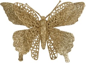 Vánoční zlatá umělá třpytivá dekorace motýl - 17*2*12 cm