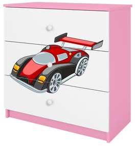Komoda Babydreams 80 cm auto růžová