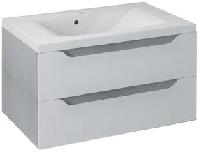 Sapho Wave - Umyvadlová skříňka 800x450x480 mm, 2 zásuvky, bílá/dub stříbrný WA080-3011