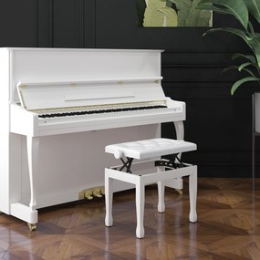 HOMCOM Výškově nastavitelná klavírní stolička, klavírní lavice s polštářem z umělé kůže pro piano klávesnici 64 x 35 x 45-55 cm, bílá