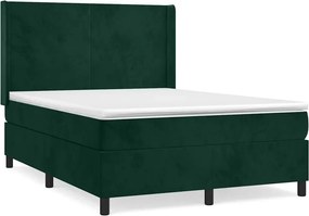 Box spring postel s matrací tmavě zelená 140x200 cm samet 3132564