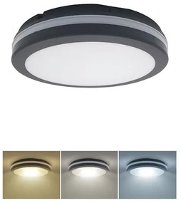 SOLIGHT LED přisazené svítidlo 18-22-26W | 2110lm |CCT 3000-4000-6500K | IP65, černé