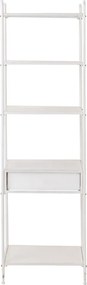 Bílý antik kovový policový regál se šuplíkem Valio White - 55*37*185cm