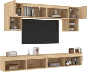 vidaXL 6dílná obývací stěna s LED kompozitní dřevo [3216707] Barva: kouřový dub