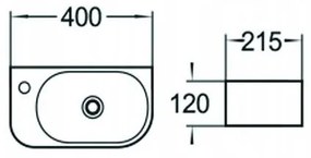 Mexen Víra, umyvadlo na desku, pravé, 40 x 21 cm, černá matná, 21274085R