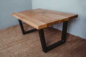 Wudboys Konferenční stolek Véčko Barva kovu: Bílá, Dřevo: Jasan, Rozměr: 900x600, moderní skandinávský styl