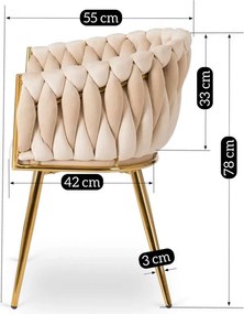 Jídelní židle Keva Velvet, krémová
