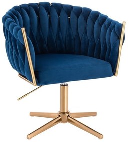 LuxuryForm DESIGN Otočná židle NORDEN VELUR na zlatém kříži - modrá