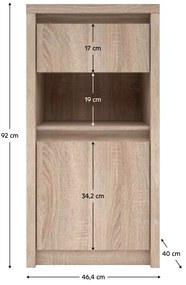 Kondela Komoda 1D1S, dub sonoma, NORTY TYP 24
