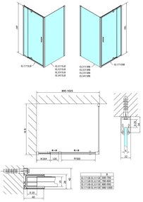 Polysan Polysan, EASY BLACK otočné sprchové dveře 880-1020mm, čiré sklo, EL1715B