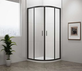 Polysan Easy Black - Sprchový kout čtvrtkruhový 80x80 cm, L/P varianta, čiré sklo/matná černá EL2515B