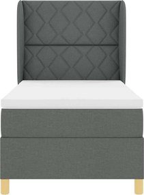 Postel s boxspringem s čelo Tmavě šedá 200 x 90 cm textil 3340796