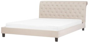 Luxusní béžová čalouněná prošívaná postel Chesterfield 180x200 cm REIMS Beliani