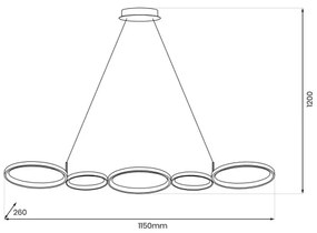 LED Lustr na lanku OLYMPIA 5xLED/10W/230V černá