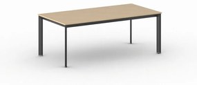 Kancelářský stůl PRIMO INVITATION, černá podnož, 2000 x 1000 mm, bílá