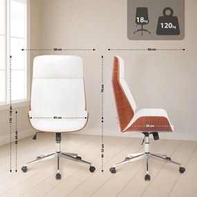 Kancelářská židle Varel umělá kůže – ořechová/bílá