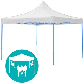 Skládací zahradní pavilon - různé typy - 2,9x2,9m - bílá - pavilon+boční stěna+přenosná taška