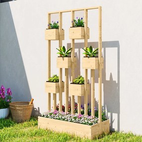 Outsunny dřevěný vyvýšený truhlík s mřížkou, 90 × 45 × 170 cm — pro popínavé rostliny, balkon a terasu
