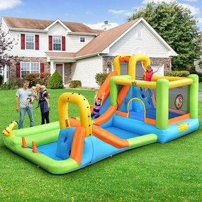 Costway Skákací hrad s vodním parkem a 2 skluzavkami a lezeckou stěnou