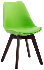 Židle Borne V2 ~ plast / koženka, dřevené nohy ořech - Zelená