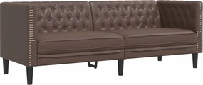 3dílná sedací souprava Chesterfield hnědá umělá kůže 3209269