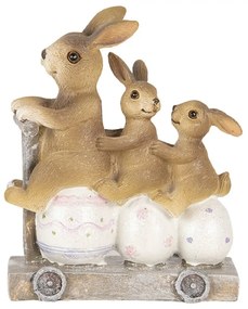 Dekorace rodinky králíků na vozíčku – 11x4x12 cm