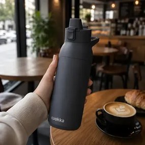 Quokka Tide černá / Sportovní láhev / Nerezová / 700 ml / S pítkem