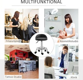 HOMCOM Set 2 otočných stoliček - pracovní stolička 360° - nastavitelná výška sedáku 47-62H cm, ergonomické opěradlo - chromovaná ocel s černým syntet…
