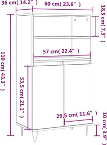 vidaXL Skříň highboard 60 x 36 x 110 cm kompozitní dřevo [831486] Barva: kouřový dub