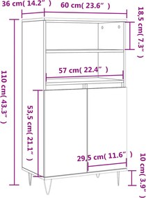 vidaXL Skříň highboard 60 x 36 x 110 cm kompozitní dřevo [831486] Barva: Bílá